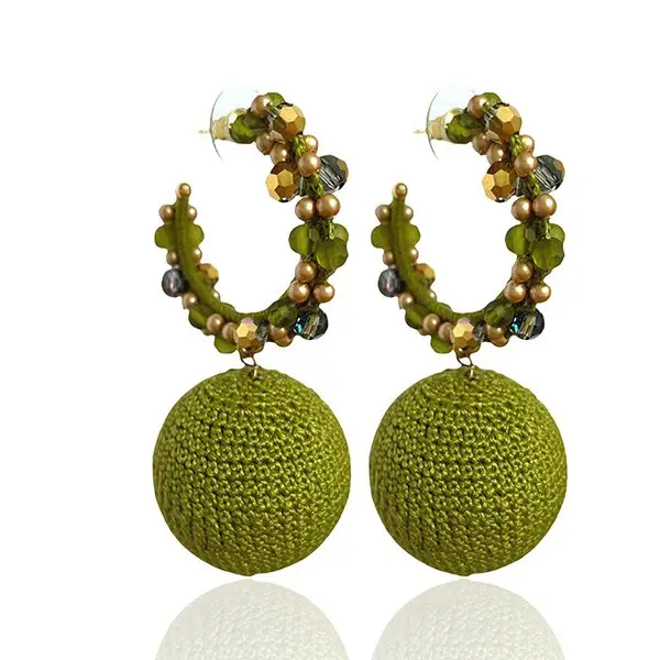 PINAR OZEVLAT Cluster Bon Bon Hoop Earrings - Green