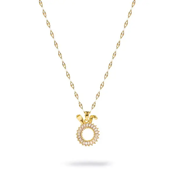EBRU JEWELRY Baguette Bunny Pendant Necklace - Gold