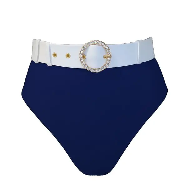 LULA-RU High Waisted Bottom With Belt - Blue