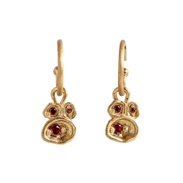 CLAIRE HILL DESIGNS Garnet Lichen Hoop Earrings - Gold