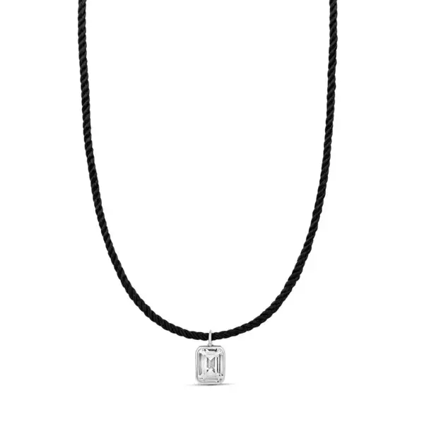 SHYMI Cord Necklace With Zirconia Pendant - Silver