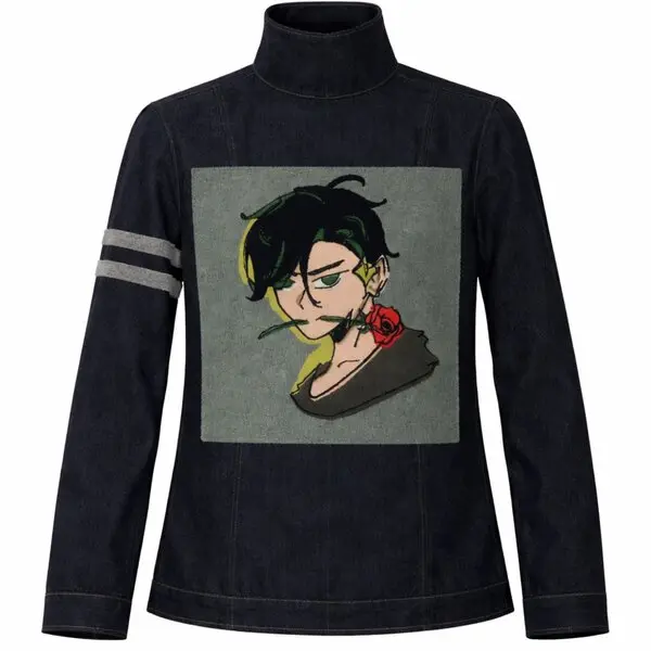 ZASTASTUDIO Denim Jacket With Anime Towel Artwork