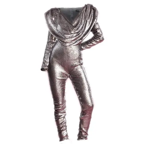 HARMONIA NY Lemuria Sequined Catsuit Dani Watanabe - Silver