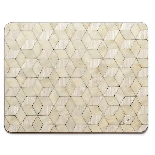 E. INDER DESIGNS Green / Grey Placemats Set Of Four Neutral Scandi Design Heat Proof Melamine. U K Measure Plate Before Purchase - Green/grey