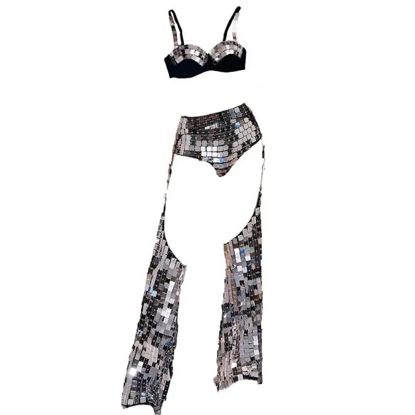 HARMONIA NY Discontrol Mirrored Chaps Set - Black/silver