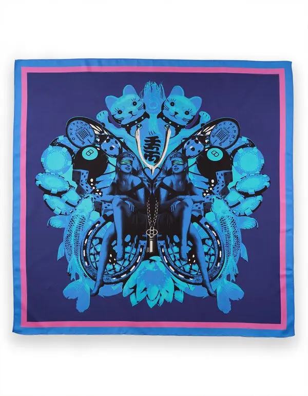 GRESHAM BLAKE Lucky Silk Scarf - Blue