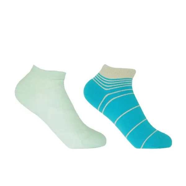 PEPER HAROW - MADE IN ENGLAND Delicate Celeste & Retro Trainer Socks Bundle - Blue