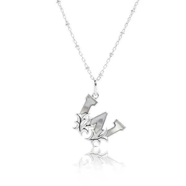 KASUN LONDON Initial Pendant Necklace With Mother Of Pearl - Silver