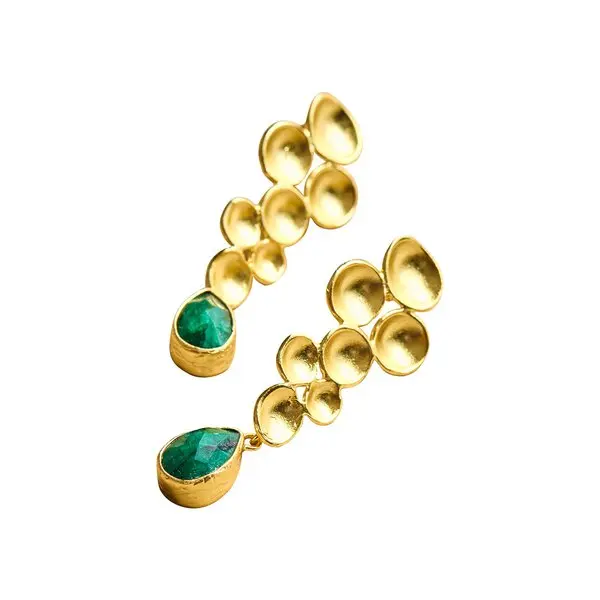 ROZ Nezira Drop Earrings - Green/gold