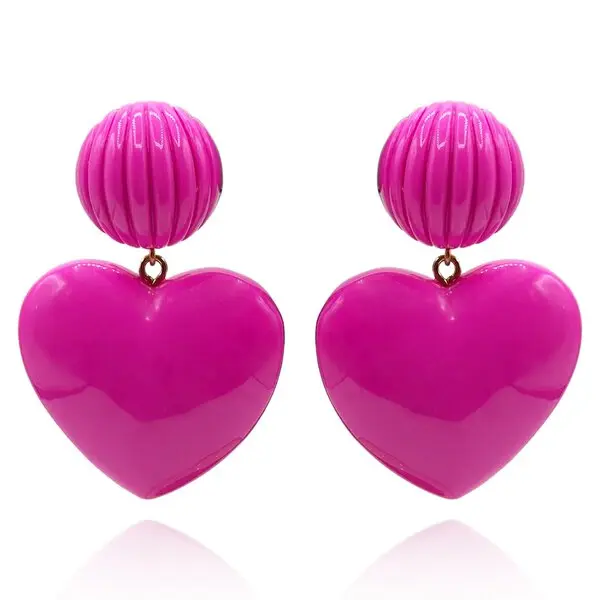 MICHAEL NASH JEWELRY Carved Resin Heart Drop Earrings - Pink