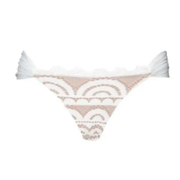 PQ Water Lily Lace Fanned Bikini Bottom - White