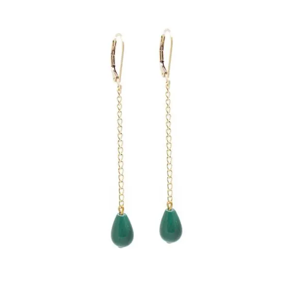 SALOME Penelope Malachite Swing Earrings - Gold/green