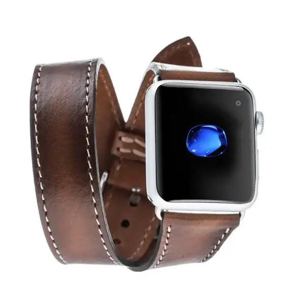 LEATHERE Double Wrap Leather Apple Watch Band - Brown