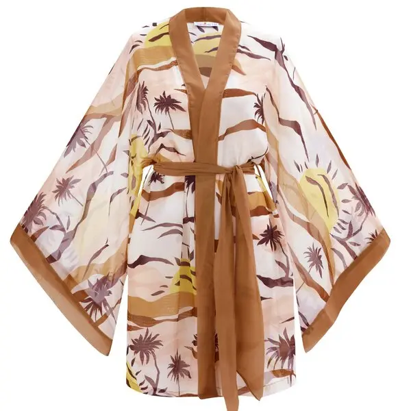 PERALUNA Sahra Chiffon Kimono - Beige/brown