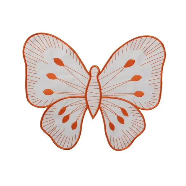KM HOME COLLECTION Butterfly Cotton Placemat Set - Orange