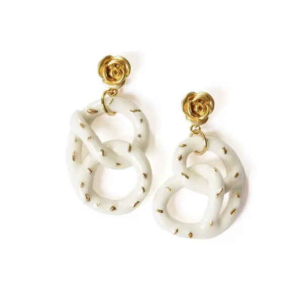 POPORCELAIN En Rose & Salted Porcelain Pretzel Earrings - Gold