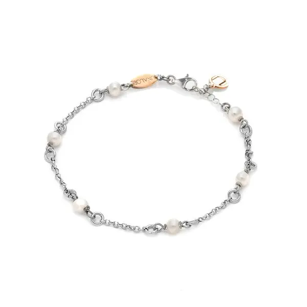 UNALOE Sterling Chain Bracelet With Five Natural Pearls - Silver