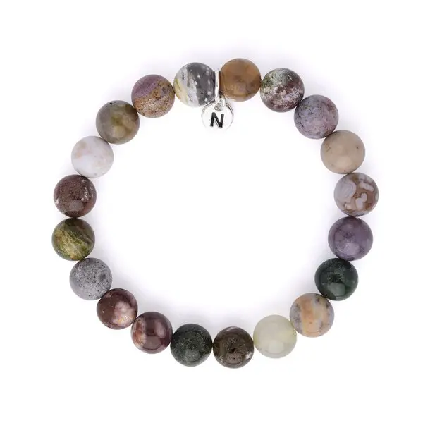 NELLOU JEWELLERY Affinity Ocean Jasper Gemstone Bead Bracelet - Orange
