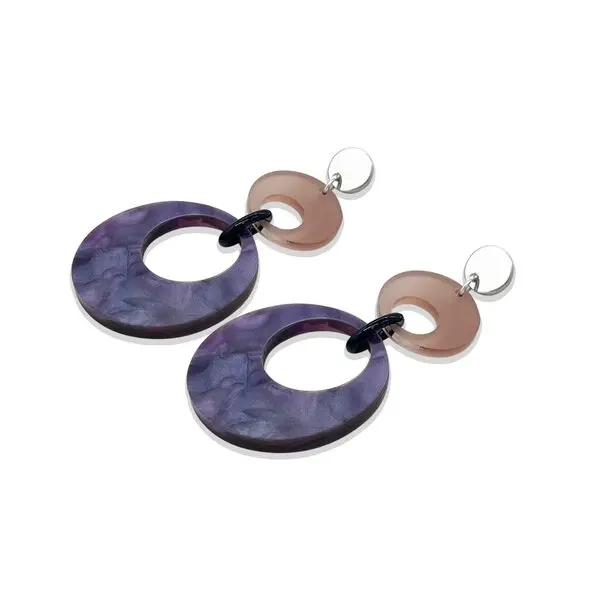 TOOLALLY Swinging Circle Drop Earrings - Purple