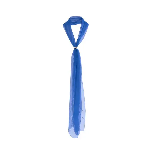 VIRAGO Blue / Silver Onda Silk Chiffon Scarf And Steel Scarf Ring - Blue/silver