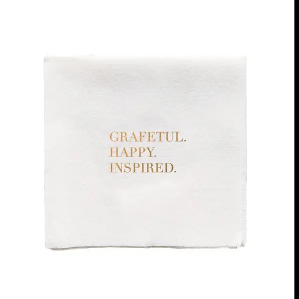 BELL'INVITO Grateful Happy Inspired Beverage Napkins - White