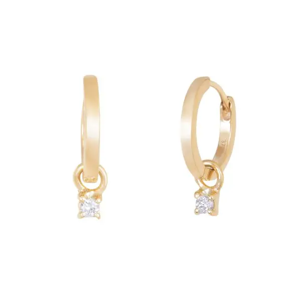 ZOHREH Diamond Charm Hoop Earrings - Gold