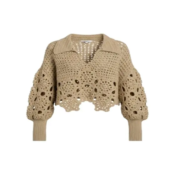Saachi Floral Crochet Pullover Sweater