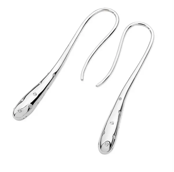 LUCY QUARTERMAINE Dipped Solid Drop Earrings With White Topaz - Silver