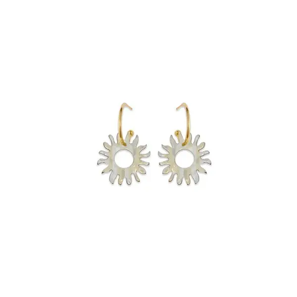 TOOLALLY Sun Hoop Earrings - White/gold