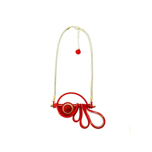 GISSA BICALHO Paisley Acrylic Necklace - Red