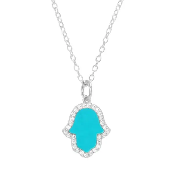 KAMARIA Turquoise Hamsa Hand Necklace - Green