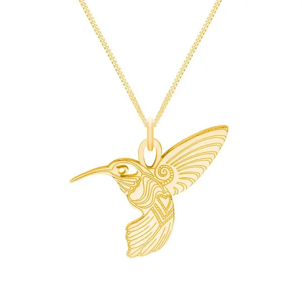 CARTERGORE Small Hummingbird Pendant Necklace - Gold