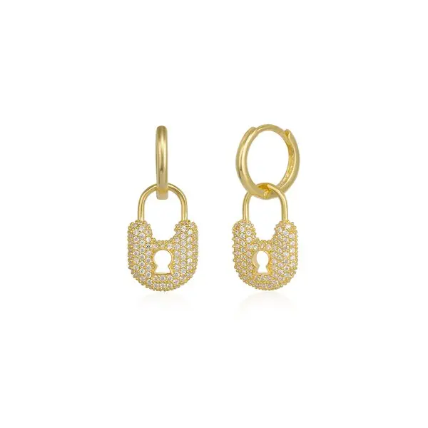 SPERO LONDON Lock Motif Hoop Earrings - Gold