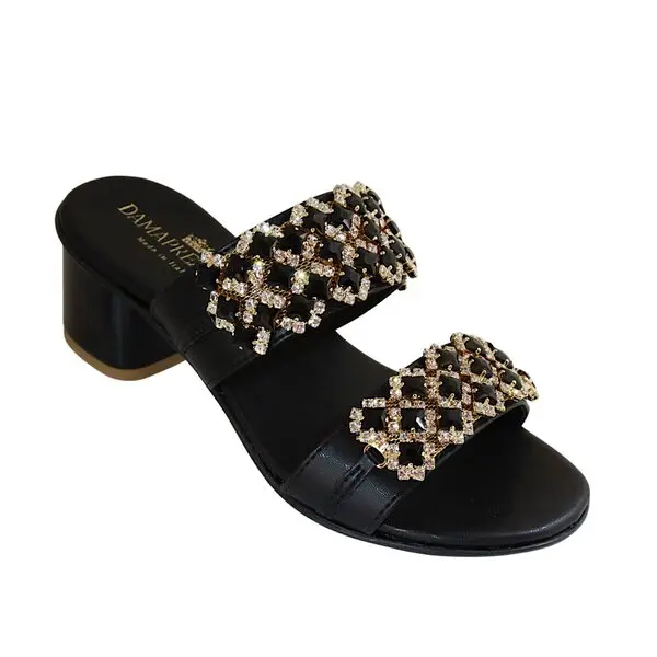 DAMAPREZIOSA Eleonora Embellished Block Heel Sandals