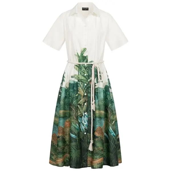 MARIANNA DÉRI Palm Print Shirtdress