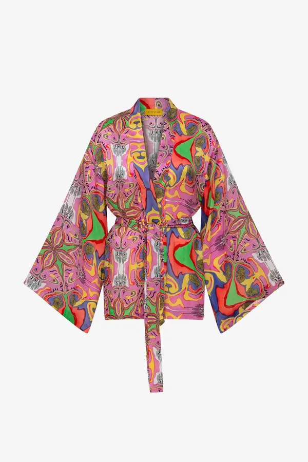 JE TE VEUX Printed Kimono - Pink