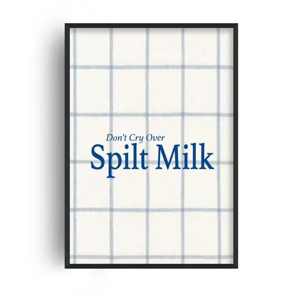 FANCLUB Don't Cry Over Spilt Milk Giclée Kitchen Art Print - Blue