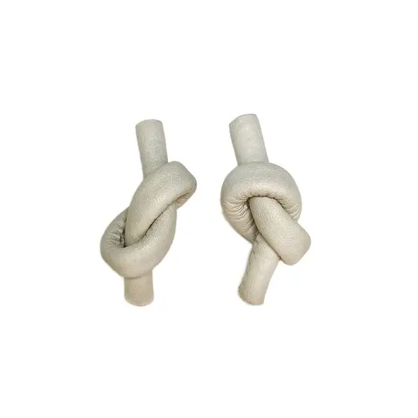 WAIWAI Knot Leather Earrings - White