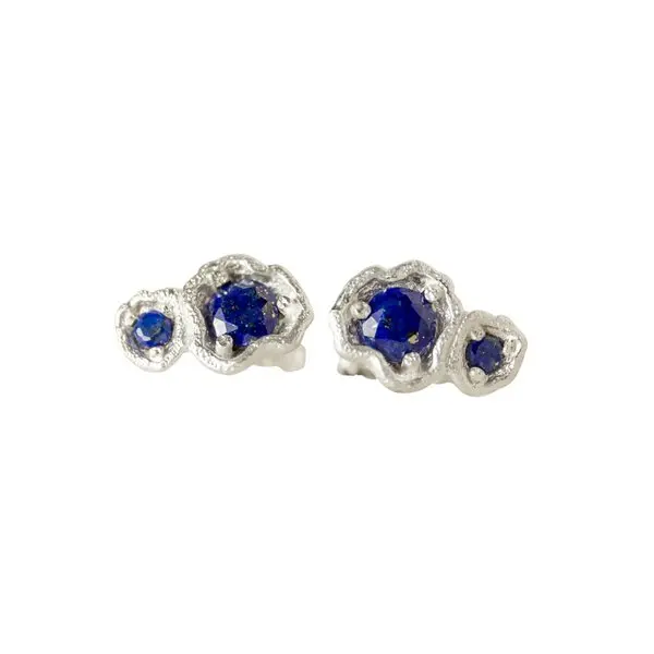 CLAIRE HILL DESIGNS Lapis Lazuli Climber Stud Earrings - Silver