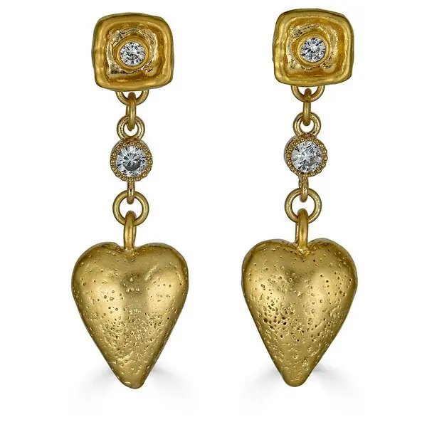 LONI PAUL JEWELRY Heart Dangle Earrings - Gold
