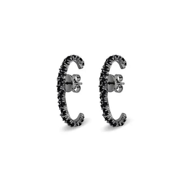 SALLY SKOUFIS Cosmic Zirconia Hoop Earrings - Black