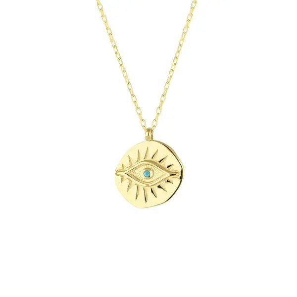 SPERO LONDON Eye Coin Sterling Silver Necklace - Gold