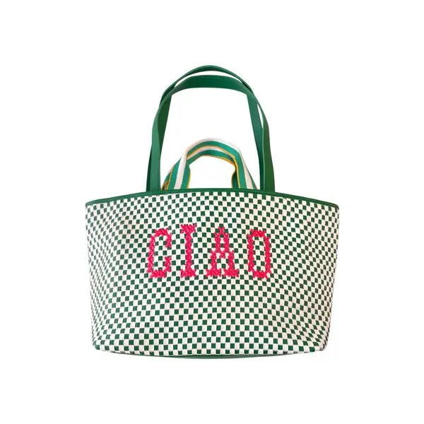 LILLY LOVES Ciao Embroidered Shoulder Bag - Green