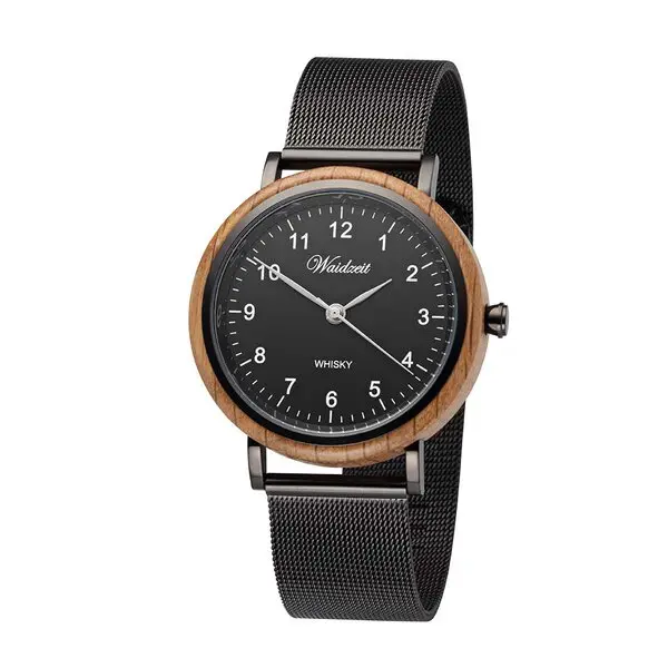 WAIDZEIT Whisky Black Mesh Wristwatch - Black/brown