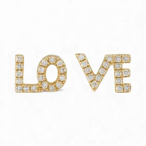 NESHI DESIGNS Love Diamond Stud Earrings - Yellow