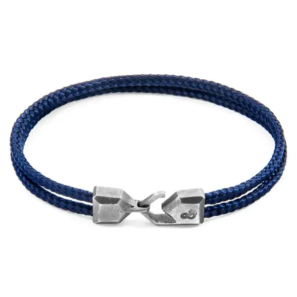 ANCHOR & CREW Cromer Silver And Rope Bracelet - Silver/blue