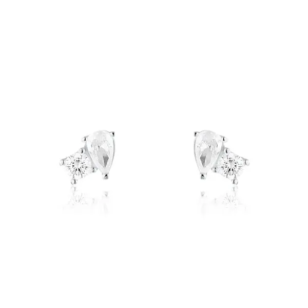 SHYMI Mini Two Stone Stud Earrings - Silver