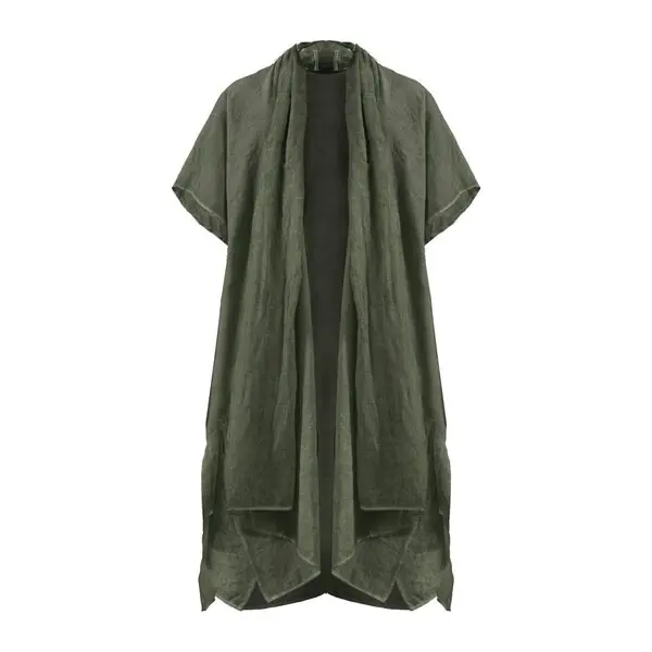 ZHENABIA Hooded Shawl Kimono - Green