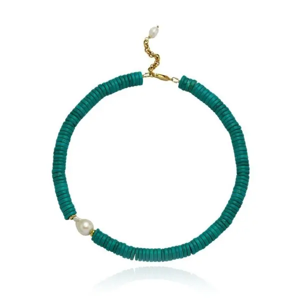 LINYA JEWELLERY Alya Turquoise Pearl Necklace - Gold