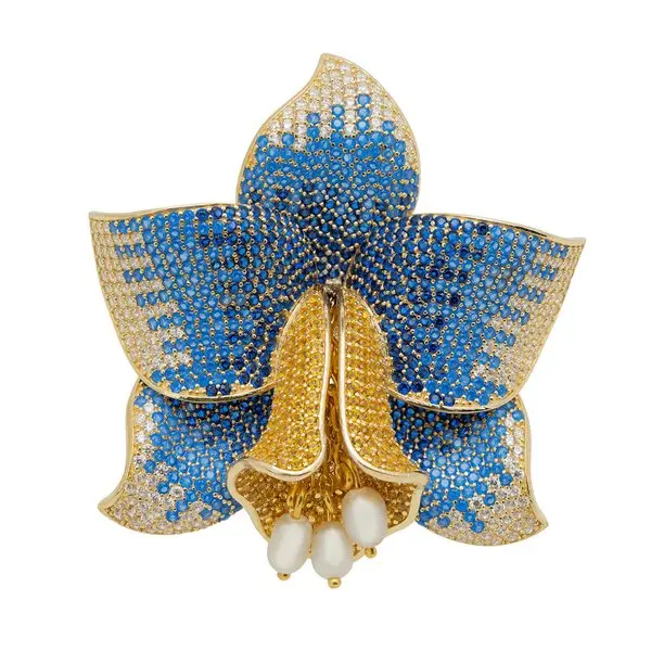 LATELITA Daffodil With Pearls Cocktail Ring - Blue